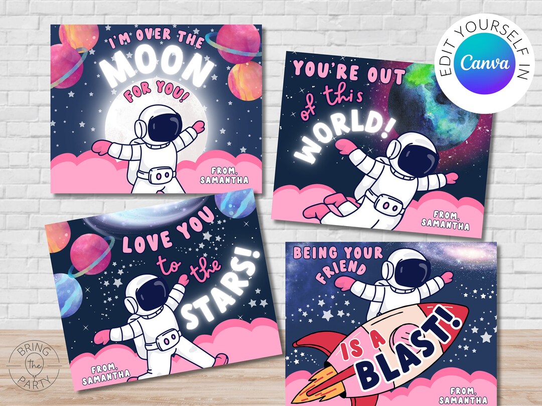 Editable Outer Space Pink Valentine | Out of This World Valentine ...