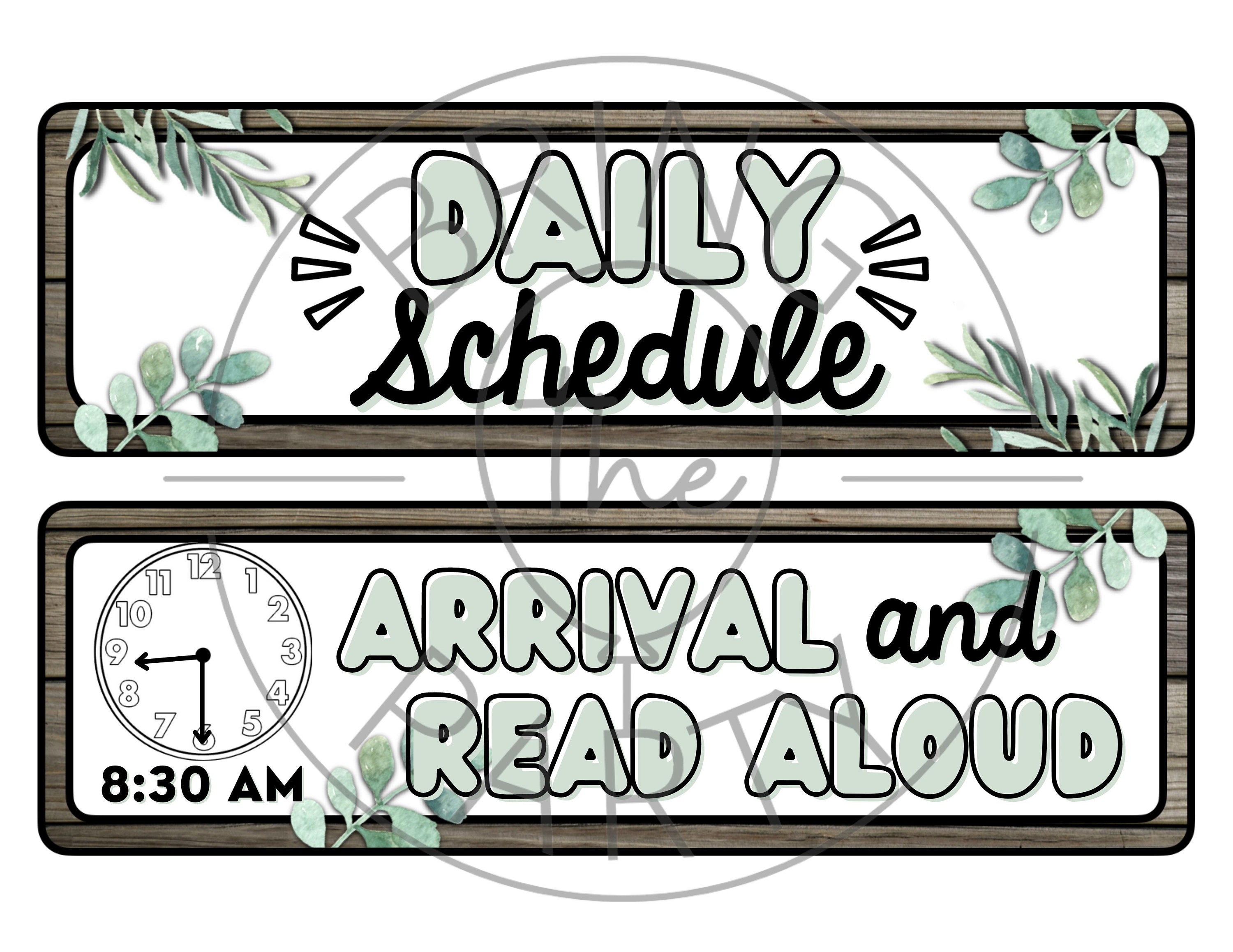Classroom Daily Schedule Cards, Editable Canva Template, Greenery ...