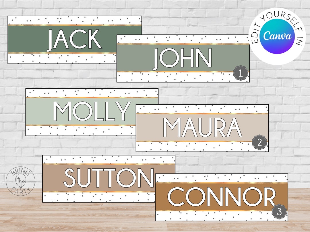 Student Name Tags Neutral Greenery Colors | Neutral Serene Classroom ...