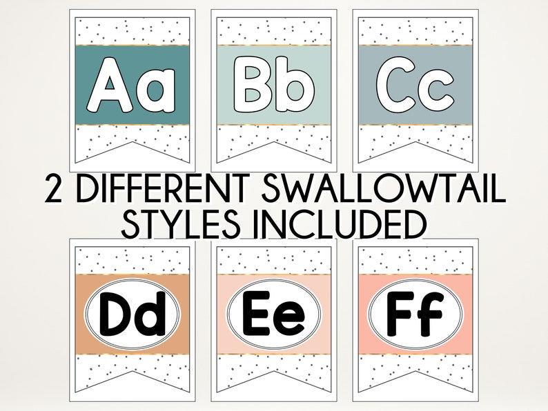 ALPHABET BANNERS Calm Colors Neutral Bunting Swallowtail Style ...