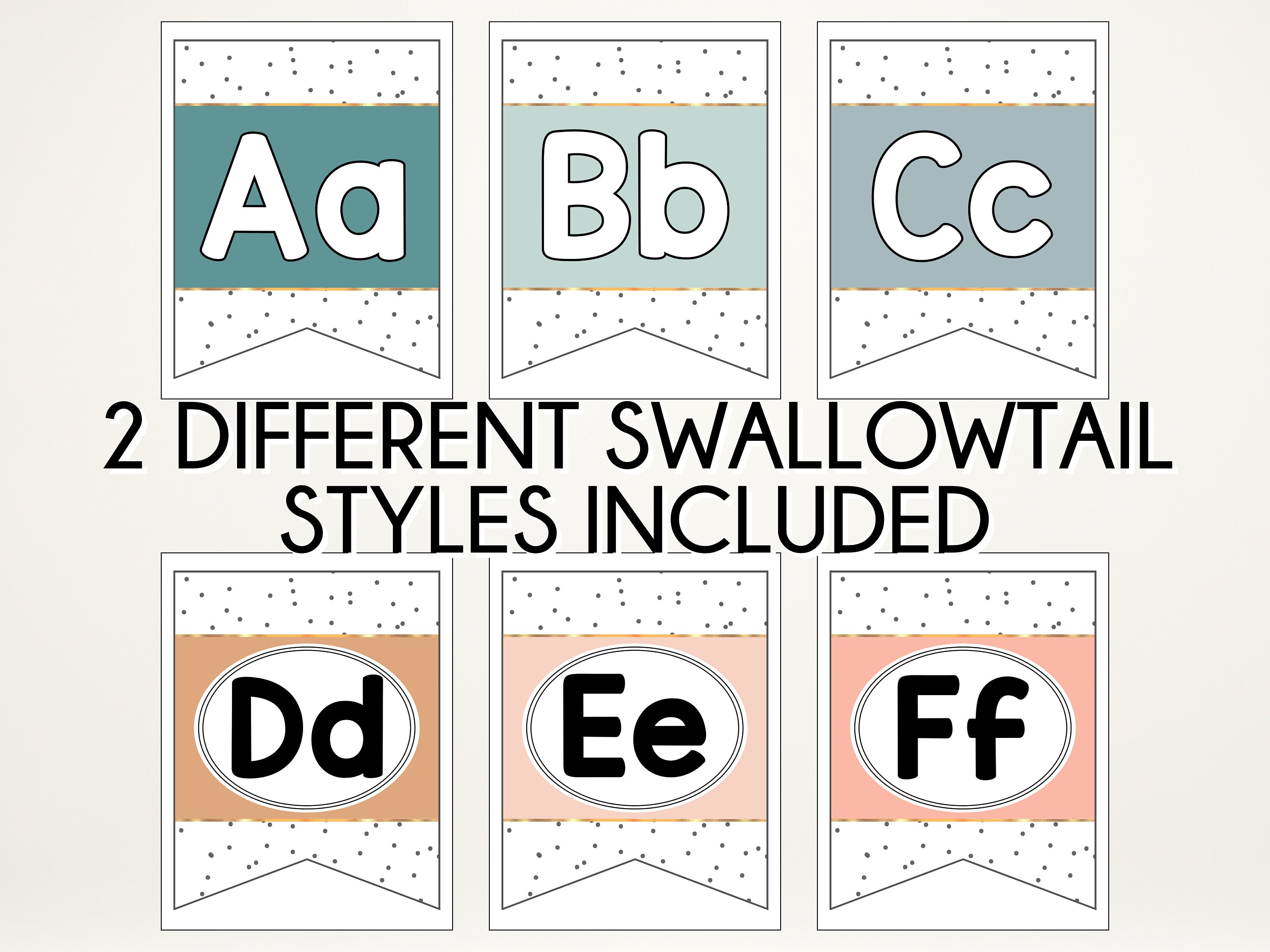 ALPHABET BANNERS Calm Colors Neutral Bunting Swallowtail Style ...