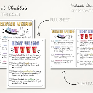 Revise & Edit Posters, Checklists | CUPS Editing Writing Strategy ...