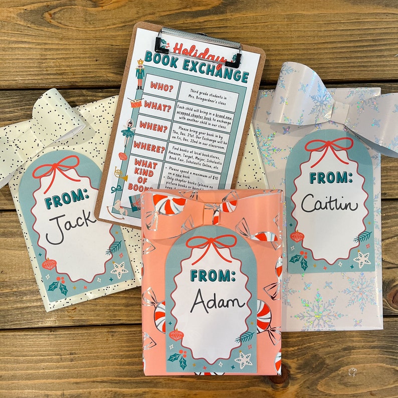 Holiday Book Exchange | Classroom Secret Santa | Book Exchange ...