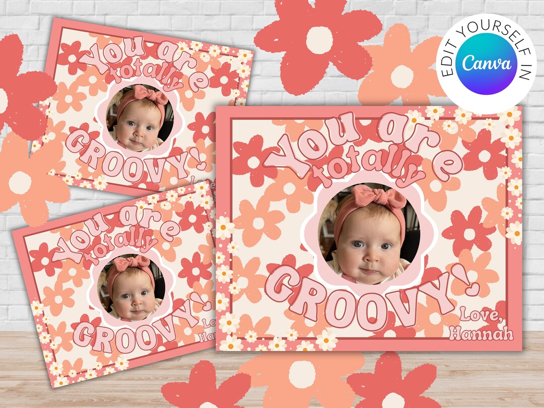 Editable Groovy Flower Printable | Flower Valentine Cards | Valentine ...