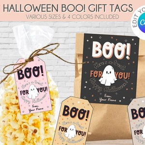 Halloween BOO! Gift Tag | Canva Template Halloween Party Favor ...