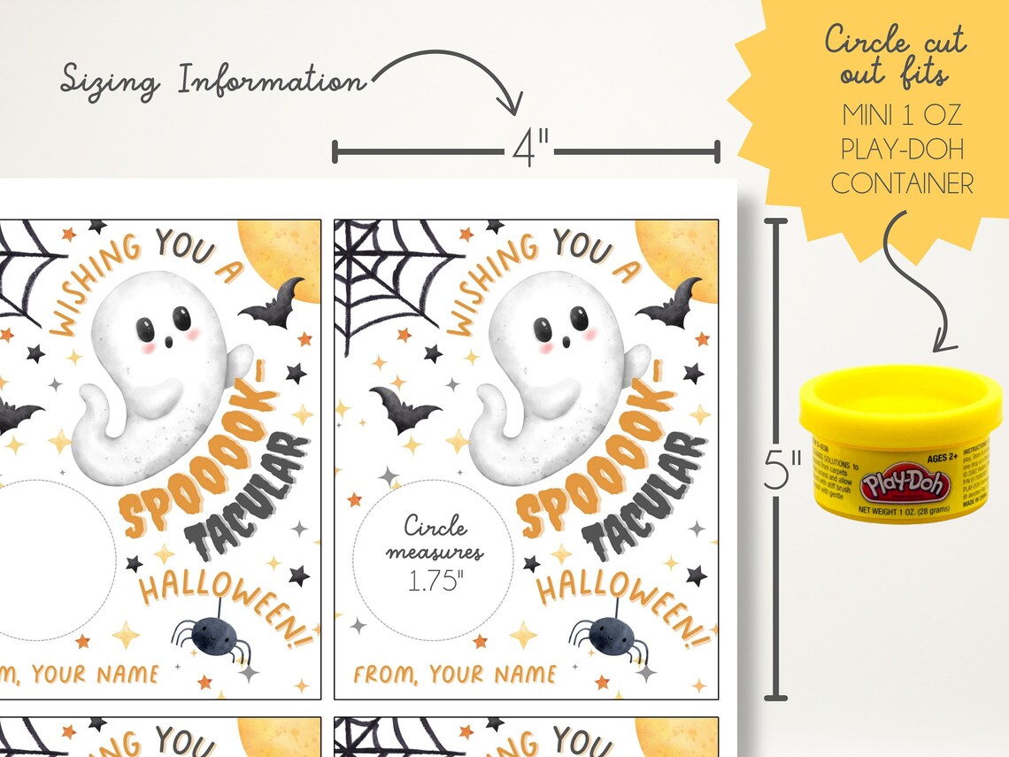 Halloween Play-doh Card | Spooky Halloween Gift Tag | Canva Template ...