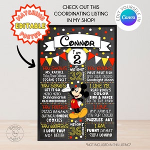 Editable Mickey Welcome Sign | Editable Chalkboard | Mickey Party Decor ...