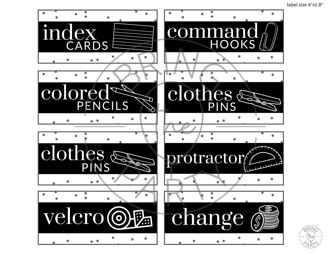 Classic Black & White Labels for Drawer Storage | 24-drawer Storage ...