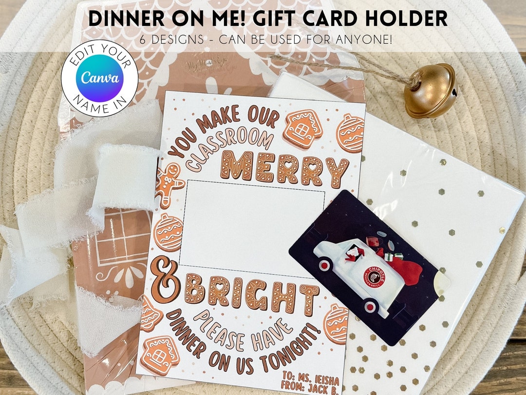 Dinner on Me Gift Card Holder for Christmas Holiday Gift | Christmas ...