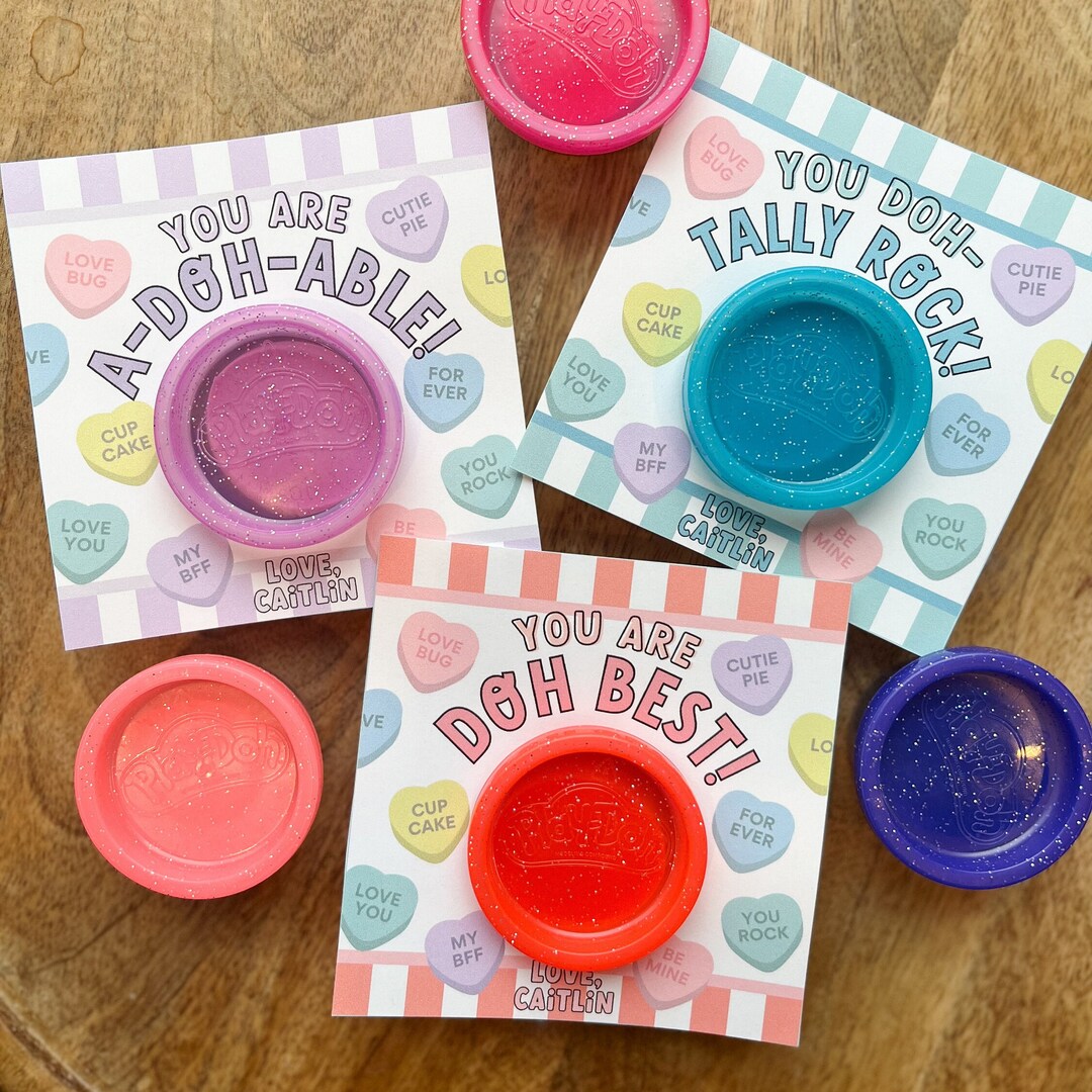 Editable Candy Hearts Play-doh Valentine | Class Valentine Cards | Non ...