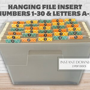 Hanging File Folder Number Insert Labels Alphabet Hanging File Inserts ...