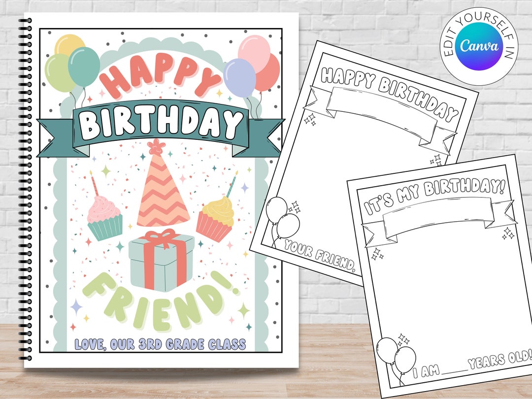 Student Birthday Book Classroom | Birthday Gift Student | Instant ...