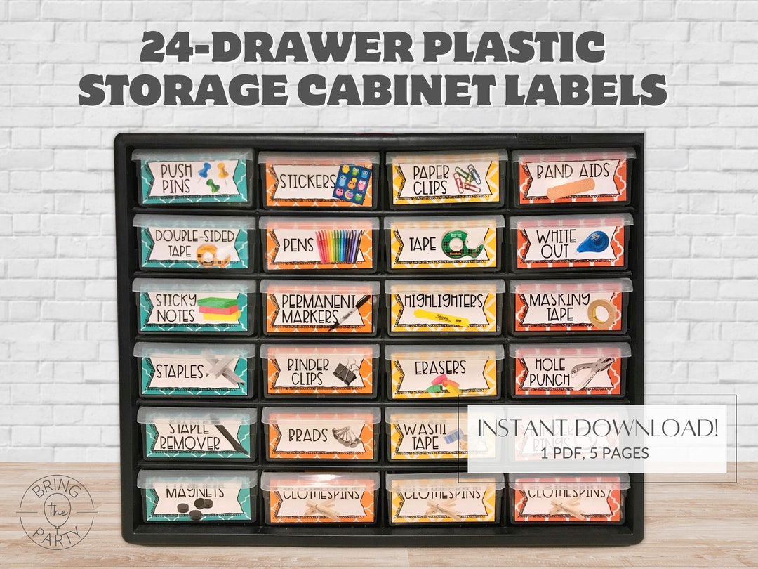 Labels for Storage Unit, 24-drawer Plastic Storage Cabinet Labels ...