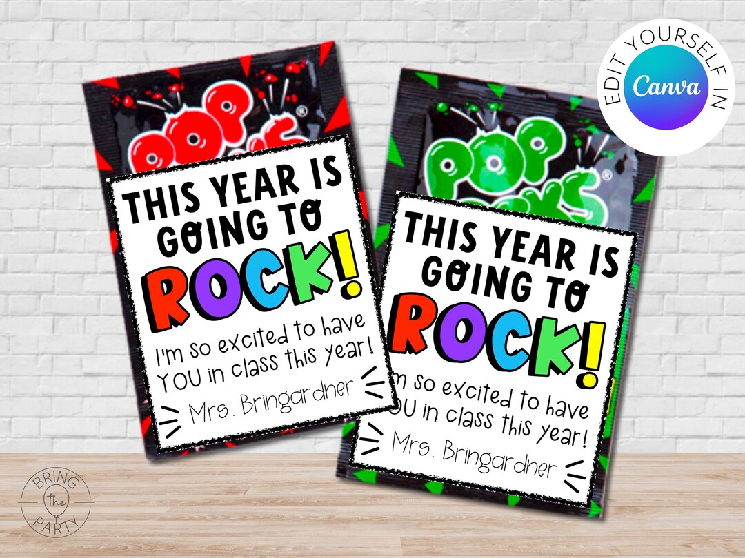 Pop Rocks Beginning of the Year School Gift Label | Canva Template ...
