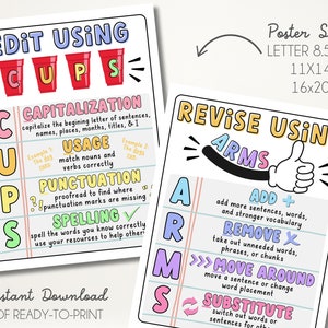 Revise & Edit Posters, Checklists | CUPS Editing Writing Strategy ...