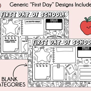 Printable First Day of School Placemats | Back to School Activity ...