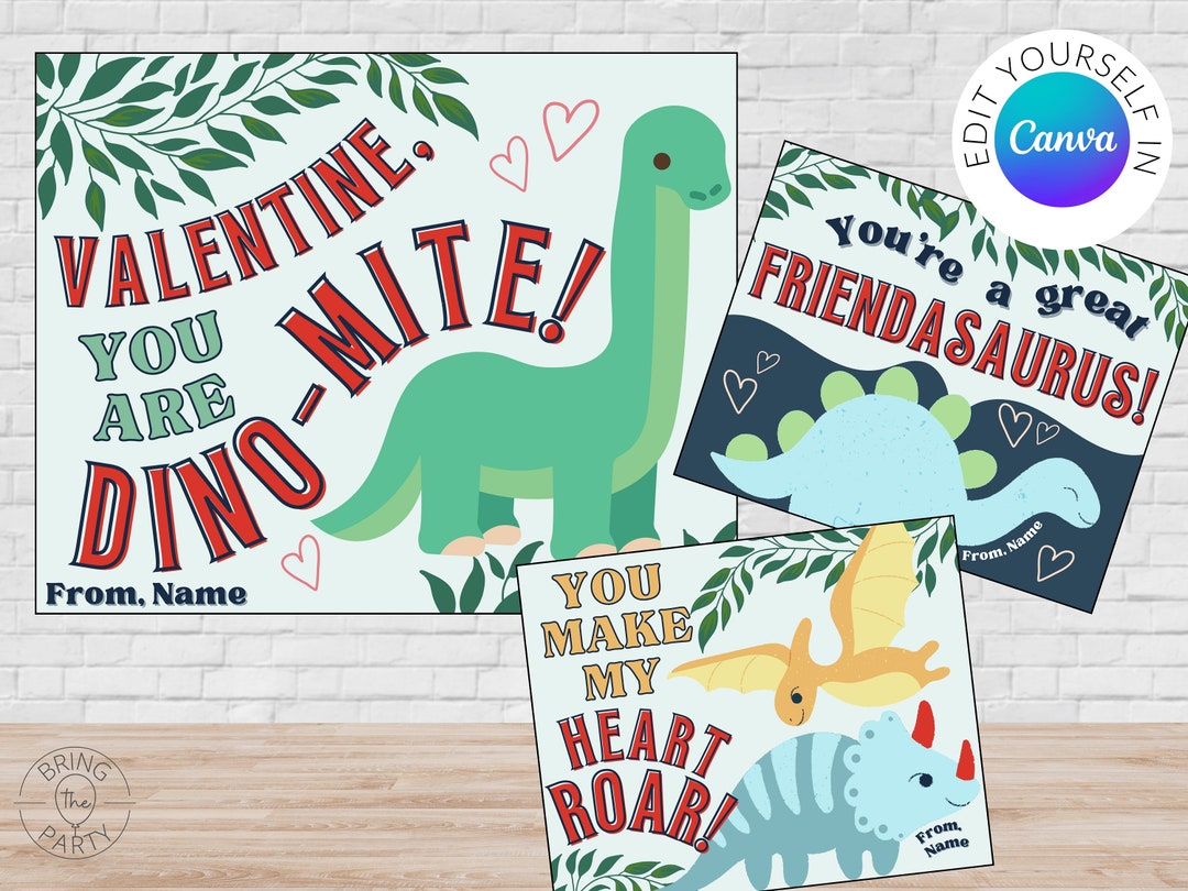 Editable Dinosaur Valentine | Dino-mite Valentine | School Valentine ...