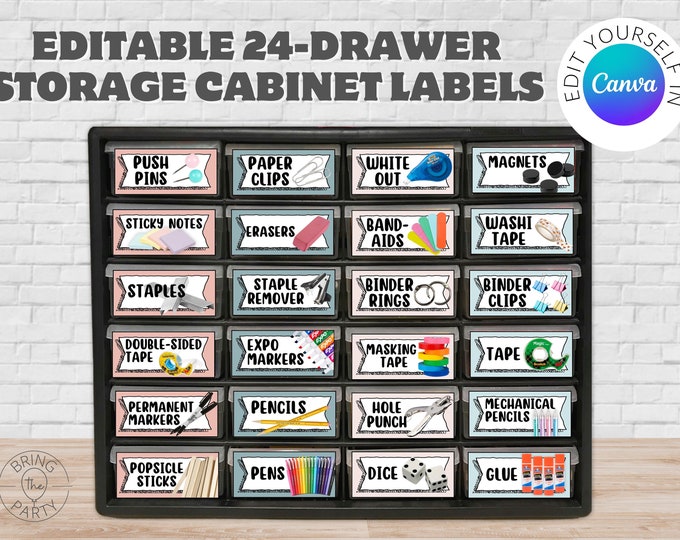 Customizable Labels for Storage Unit, 24-drawer Plastic Storage Cabinet ...