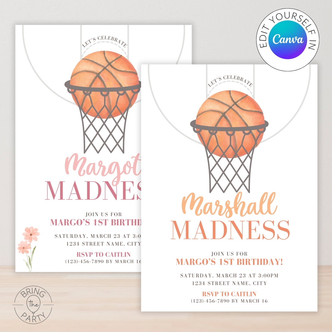 March Madness Basketball Birthday | Basketball Birthday Invitation ...
