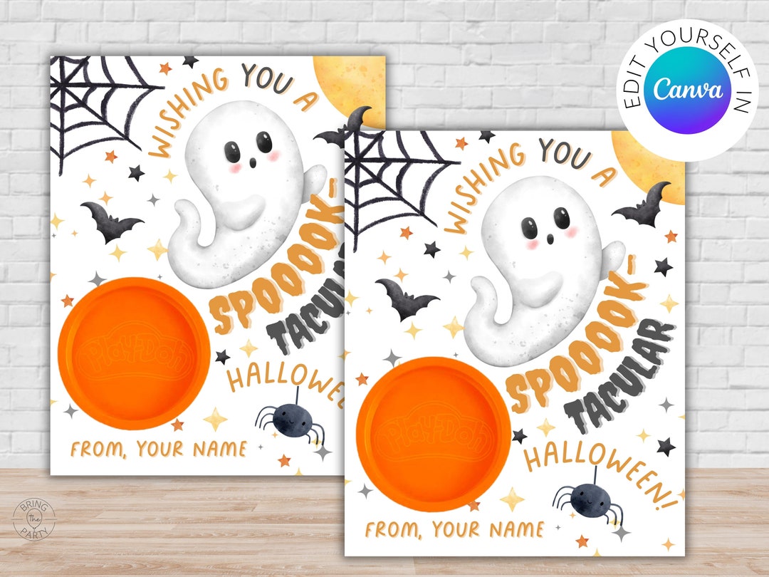 Halloween Play-doh Card | Spooky Halloween Gift Tag | Canva Template ...