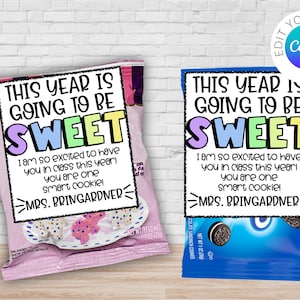 Student Treat, SWEET YEAR Cookie Label, Beginning of the Year School ...