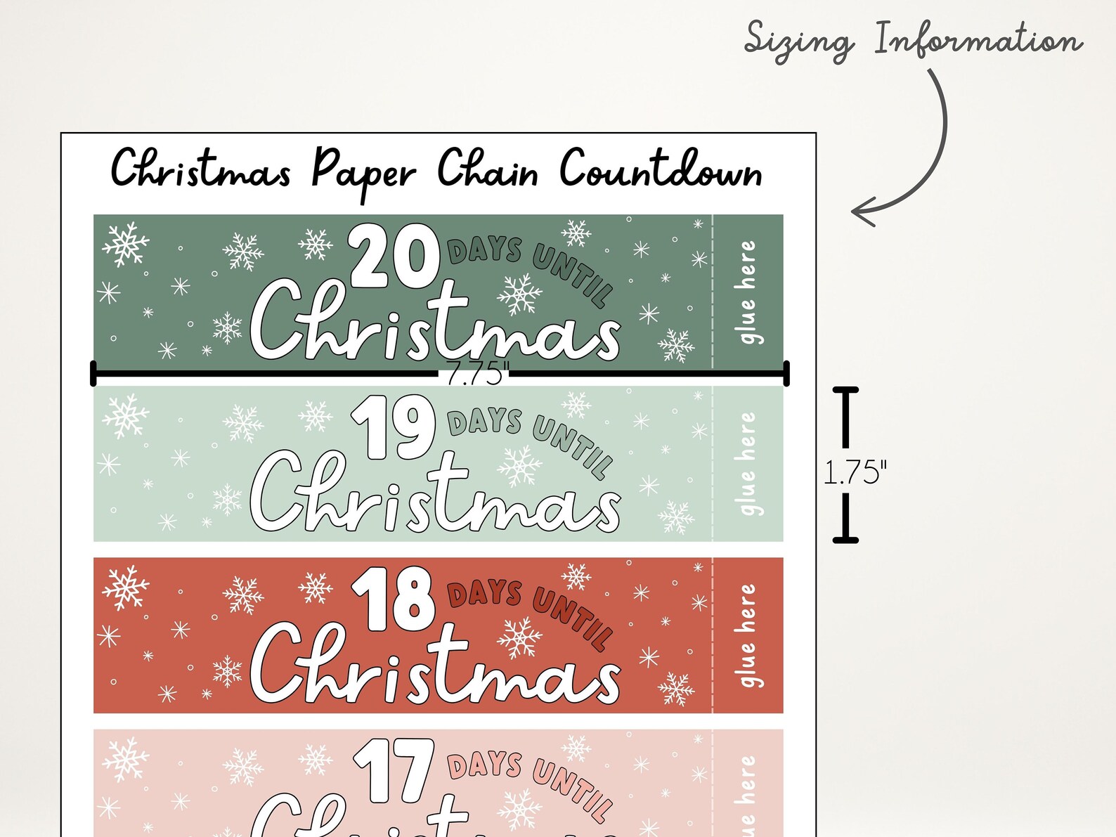 Christmas Countdown Paper Chain | Christmas Advent for Kids | Printable ...