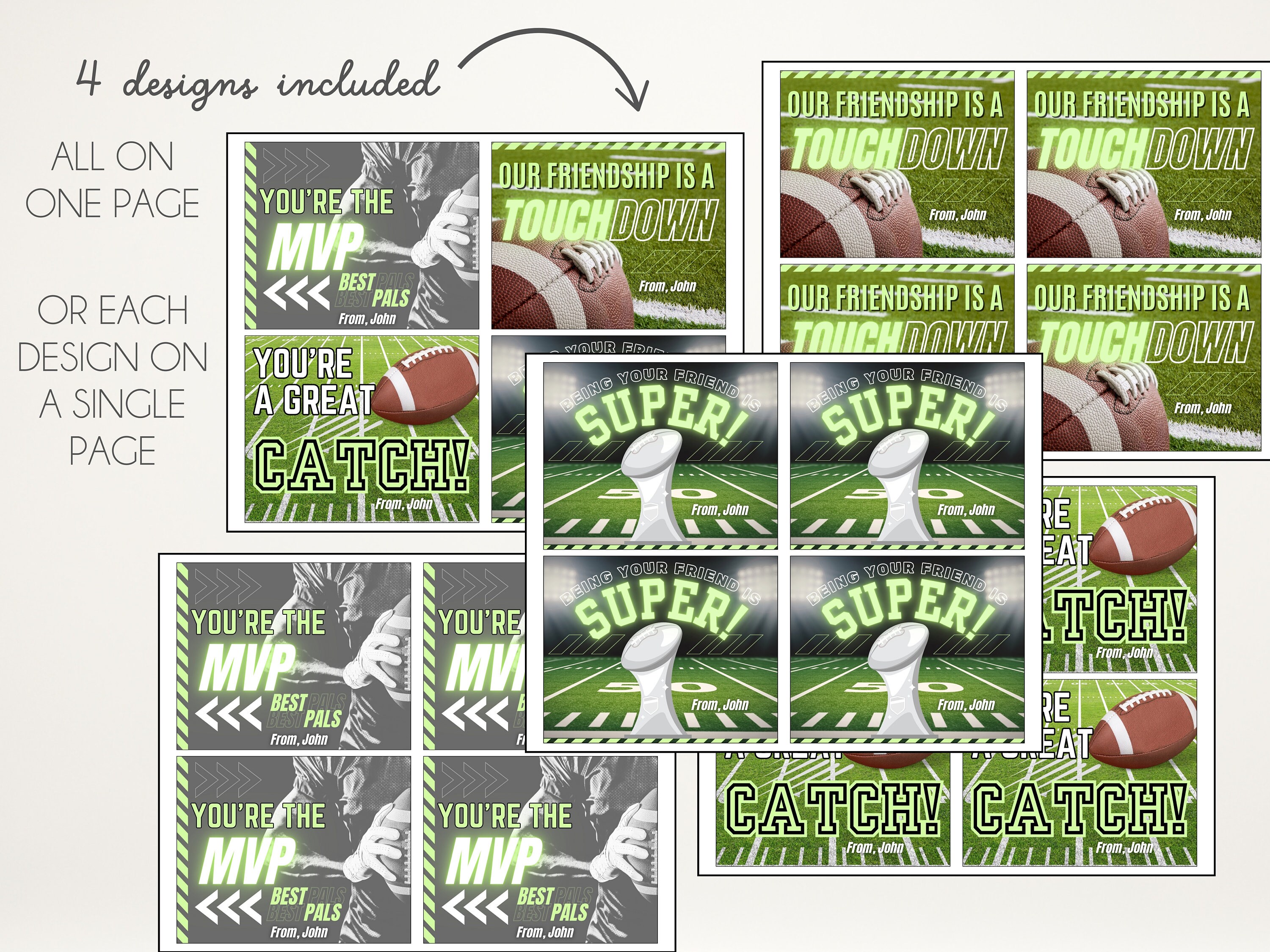 Editable Football Valentine | Sports Valentine | School Valentine ...