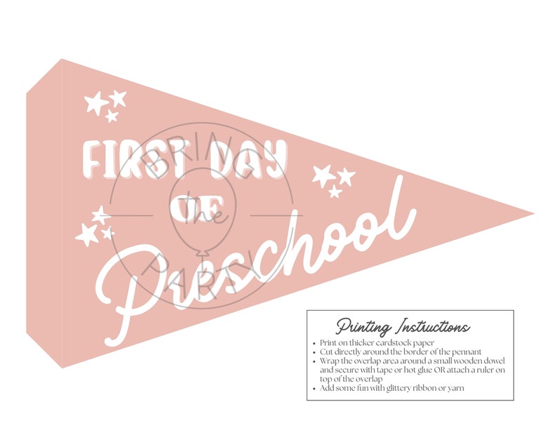 First Day of School Pennant Flag Instant Download, Preschool Pre-k Prek ...
