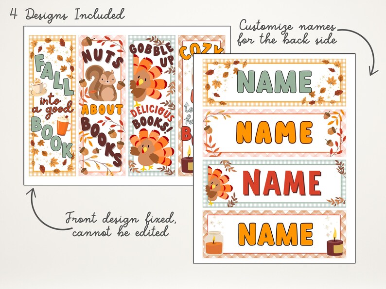 Fall Harvest Printable Bookmarks | Student Thanksgiving Bookmarks ...