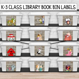 Classroom LIBRARY Book Bin LABELS, Elementary Library, K-3 Grade Level ...