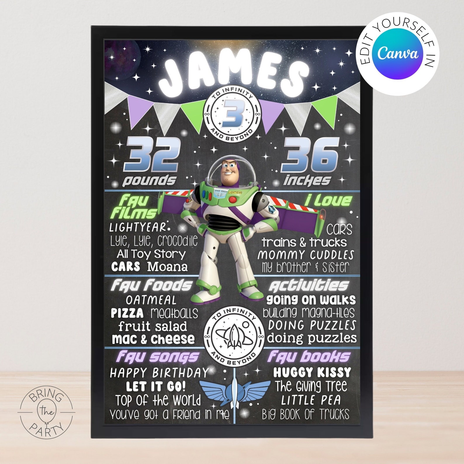 Editable Buzz Lightyear Birthday Chalkboard | Editable Milestone Board ...