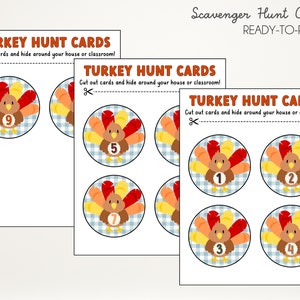 Printable Turkey Scavenger Hunt | Thanksgiving Kids Activity | Number ...