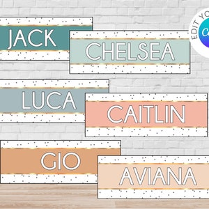 Student Name Tags Neutral Calming Colors | Neutral Serene Classroom ...