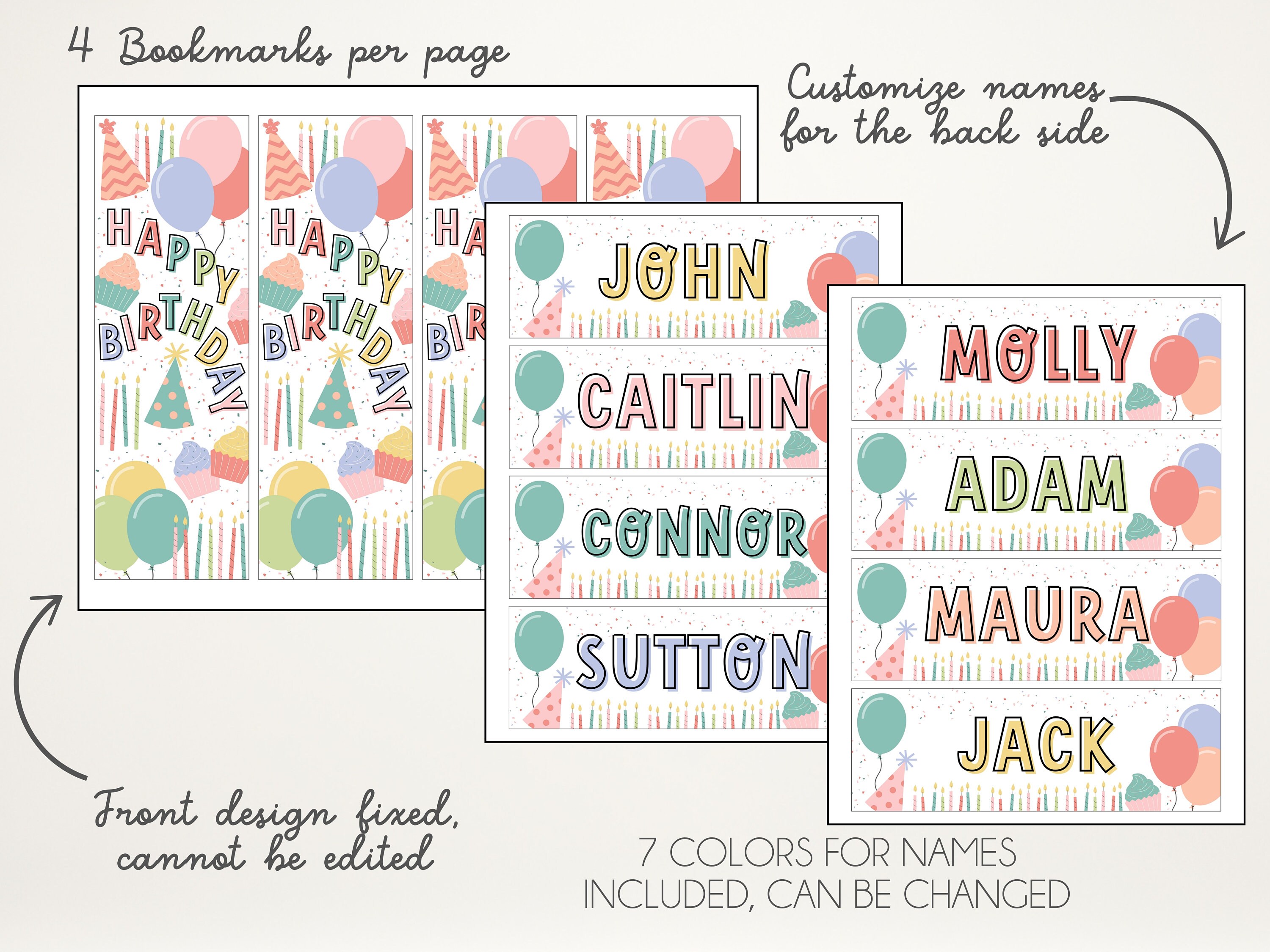 Student Birthday Printable Bookmarks | Classroom Bday Bookmark ...
