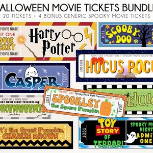Printable Halloween Movie Night Tickets | Halloween Movie Night Instant ...