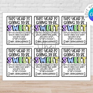 Student Treat, SWEET YEAR Cookie Label, Beginning of the Year School ...