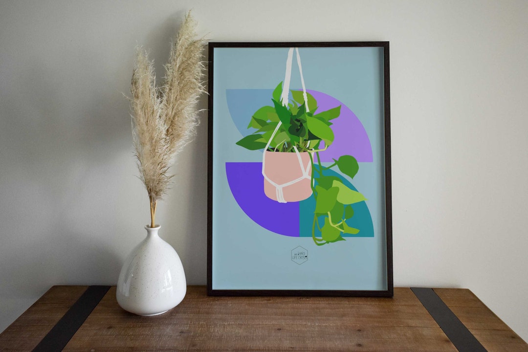 Pothos Plant Print, Pothos Cutting Print, Pothos Neon Wall Art, Pothos ...
