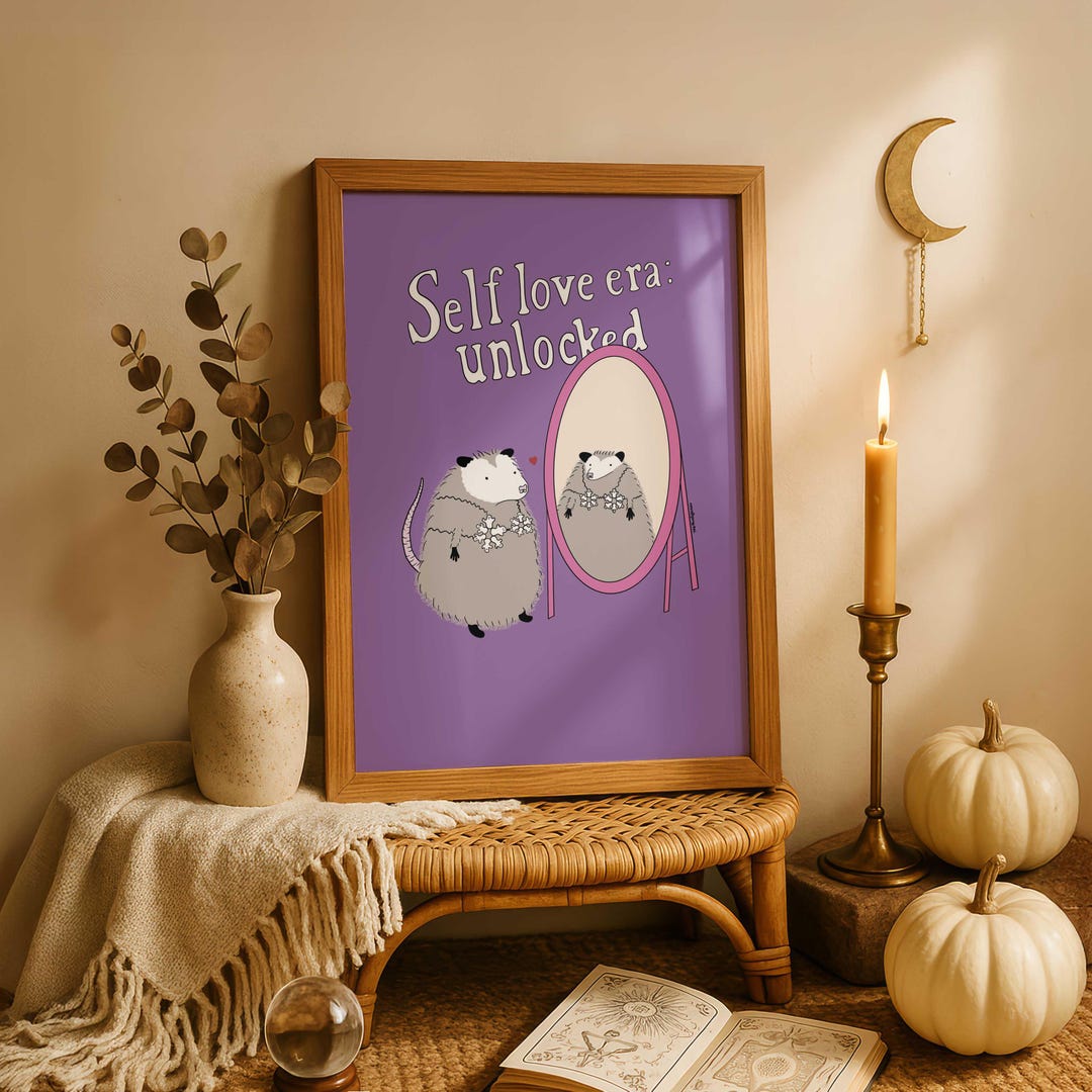 Cute Opossum Art, Self-care Opossum Lovers, Self-love Affirmation Wall ...