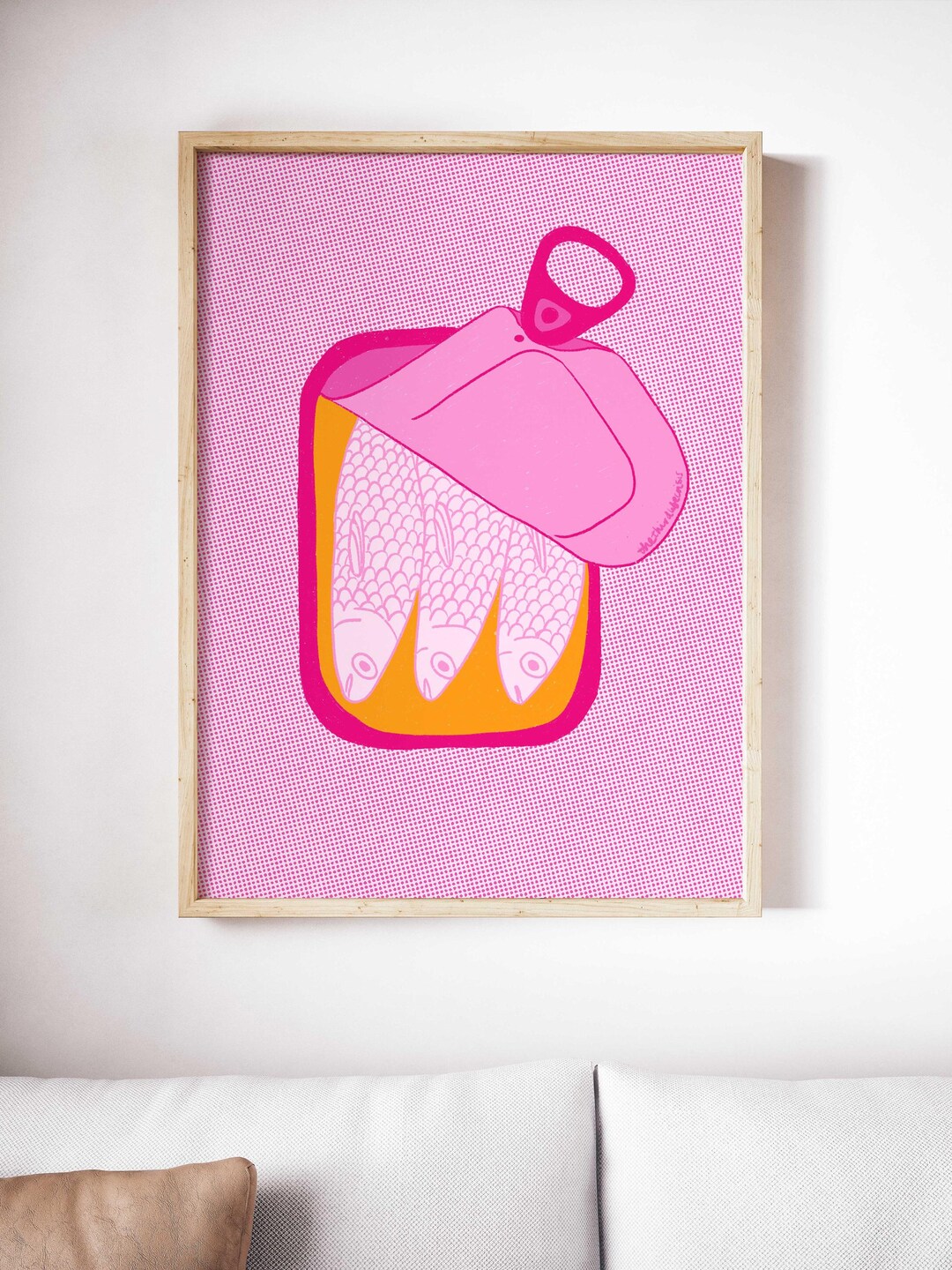 Pink Sardines Print, Tinned Fish Art, Sardine Tin Art, Tin Fish Print ...