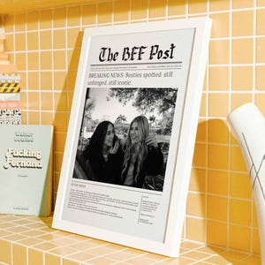 Custom Best Friend Headline Print, Trendy Newspaper Art, Bff Newspaper ...