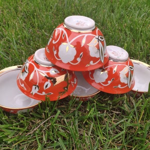 Uzbek Vintage Tea Set 6 Tea Cups Bowls Grape Paettern. Uzbek High ...