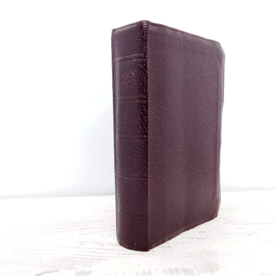 Vintage Family Bible in Maroon Red Soft Leather Self Pronouncing ...