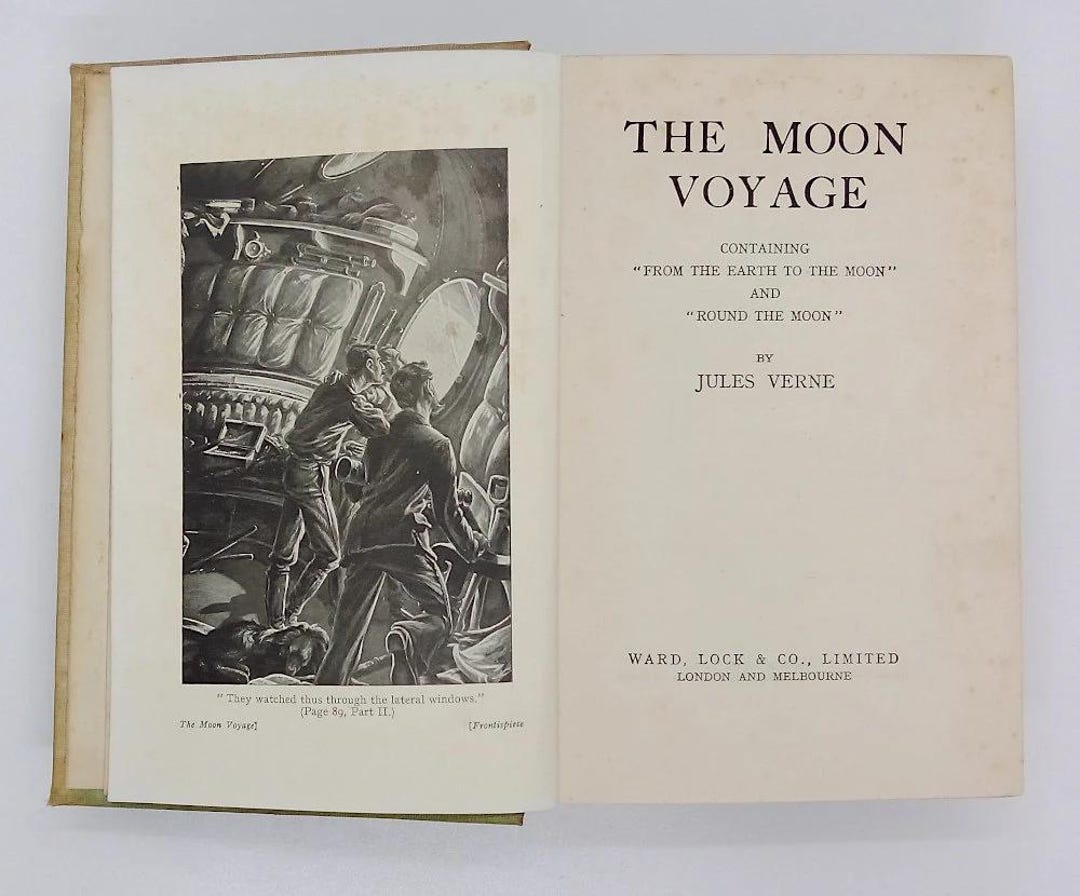 Science Fiction Book, the Moon Voyage by Jules Verne 2 Novels in 1 Book ...