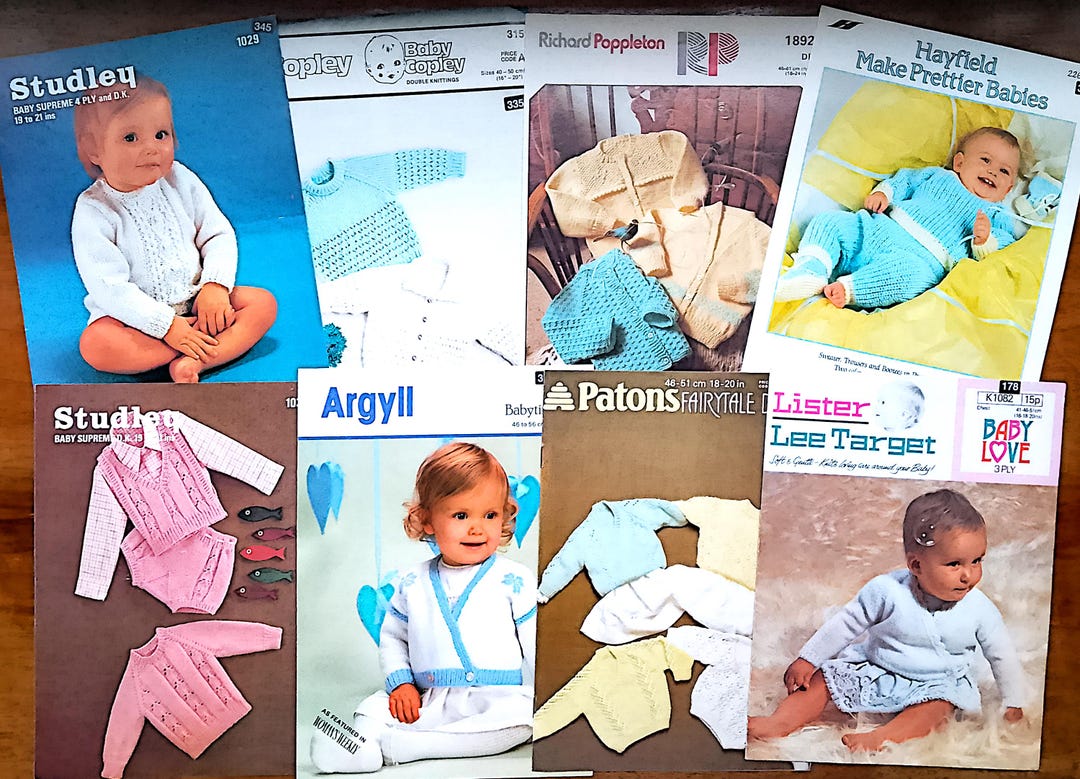 1980s Baby Knitting Pattern Bundle - 10 Vintage Paper Patterns - Patons ...
