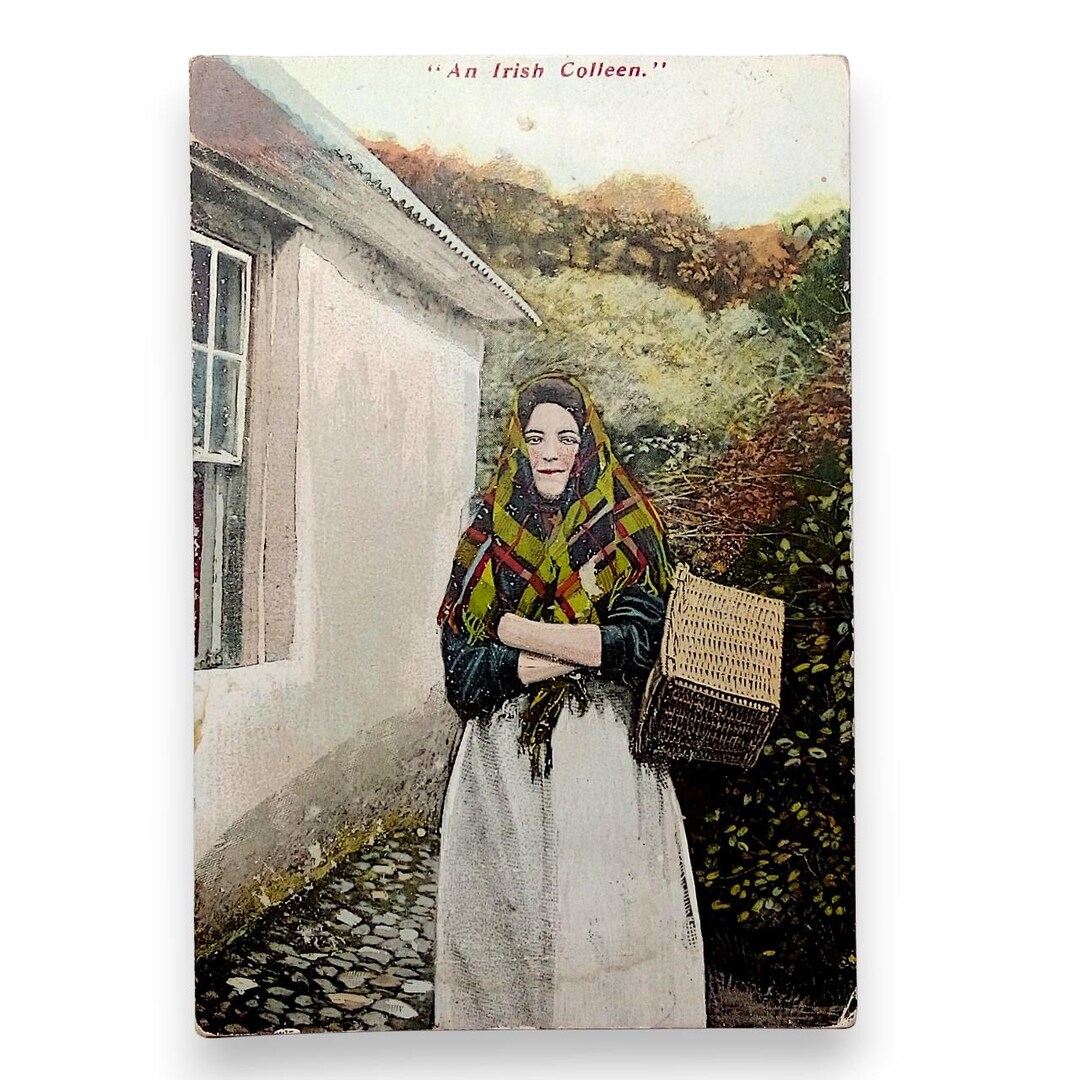 1918 Irish Colleen Colourised Postcard, WWI Ephemera - Etsy