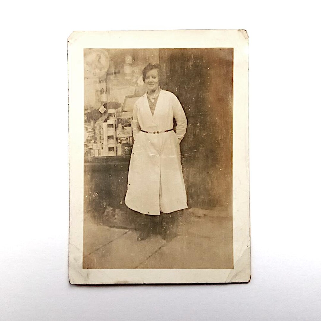 Antique Irish Photo 1920s Woman Shop Assistant Black & White Original ...