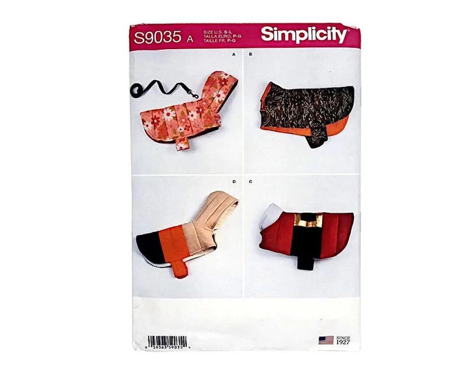 Dog Coat Pattern Simplicity Sewing Pattern for Quilted Dog Coats in 4 ...