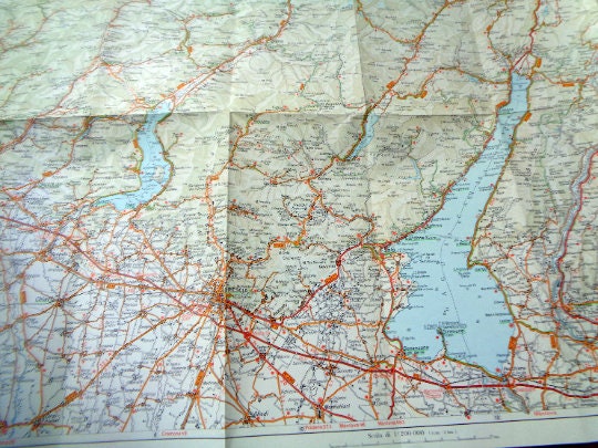 Globes & Maps Vintage Italian Map Touring Club Italiano road map 15 ...