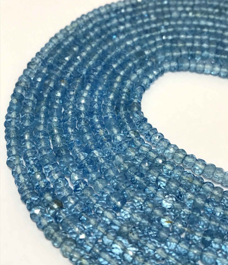 Swiss Blue Topaz Micro Faceted Rondelle Beads 3.5mm to 4mm - Etsy
