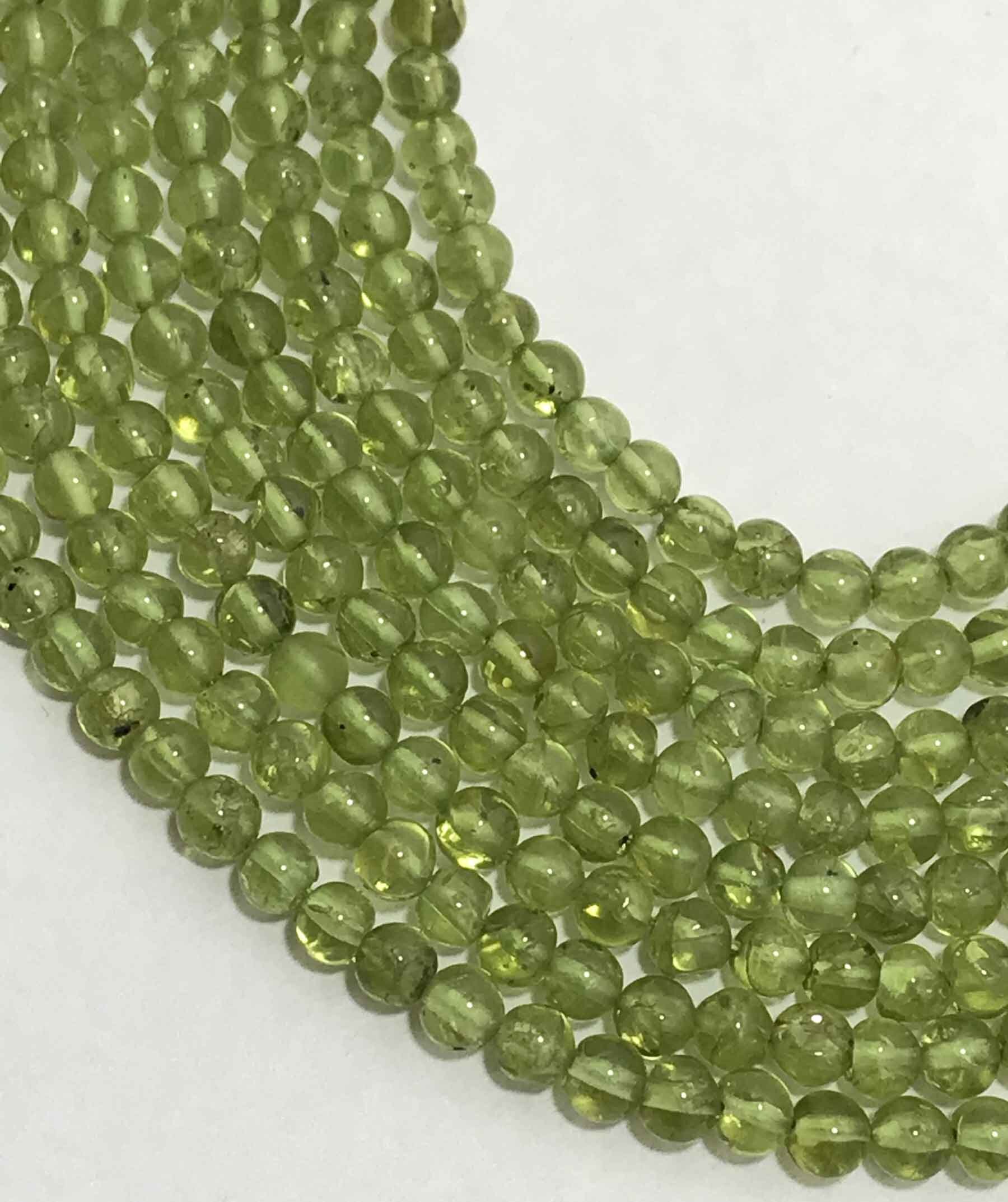 4mm Peridot Plain Smooth Round Gemstone Beads Semiprecious Stone ...